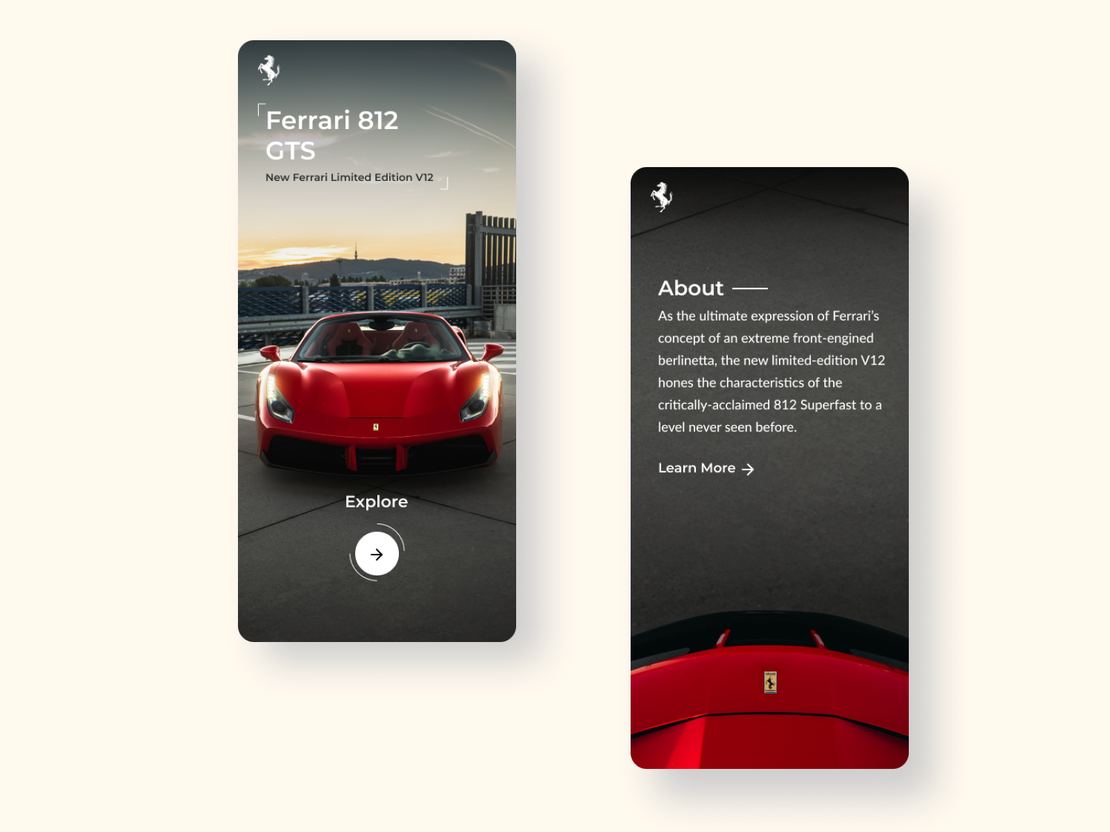 Practice Ui for Ferrari Website by Nishant Kaira on Dribbble