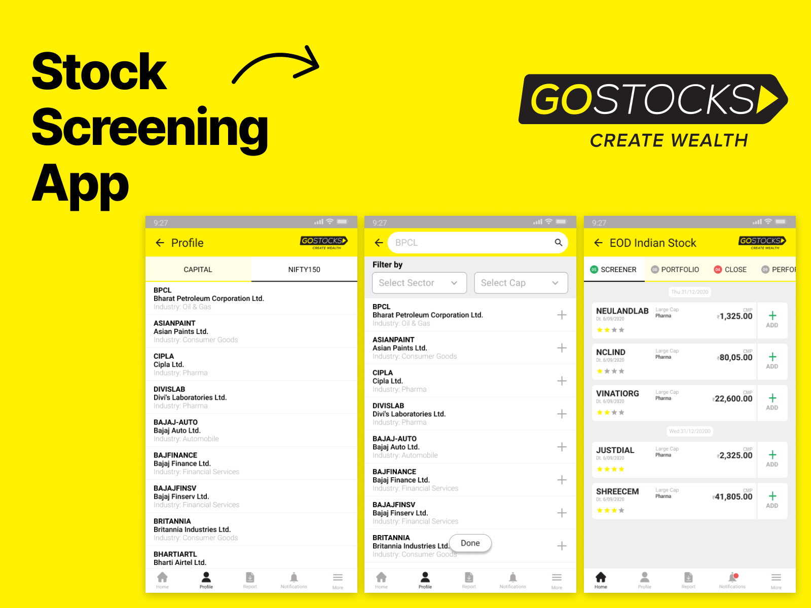 Stock Screening App by Maa Saravanan on Dribbble
