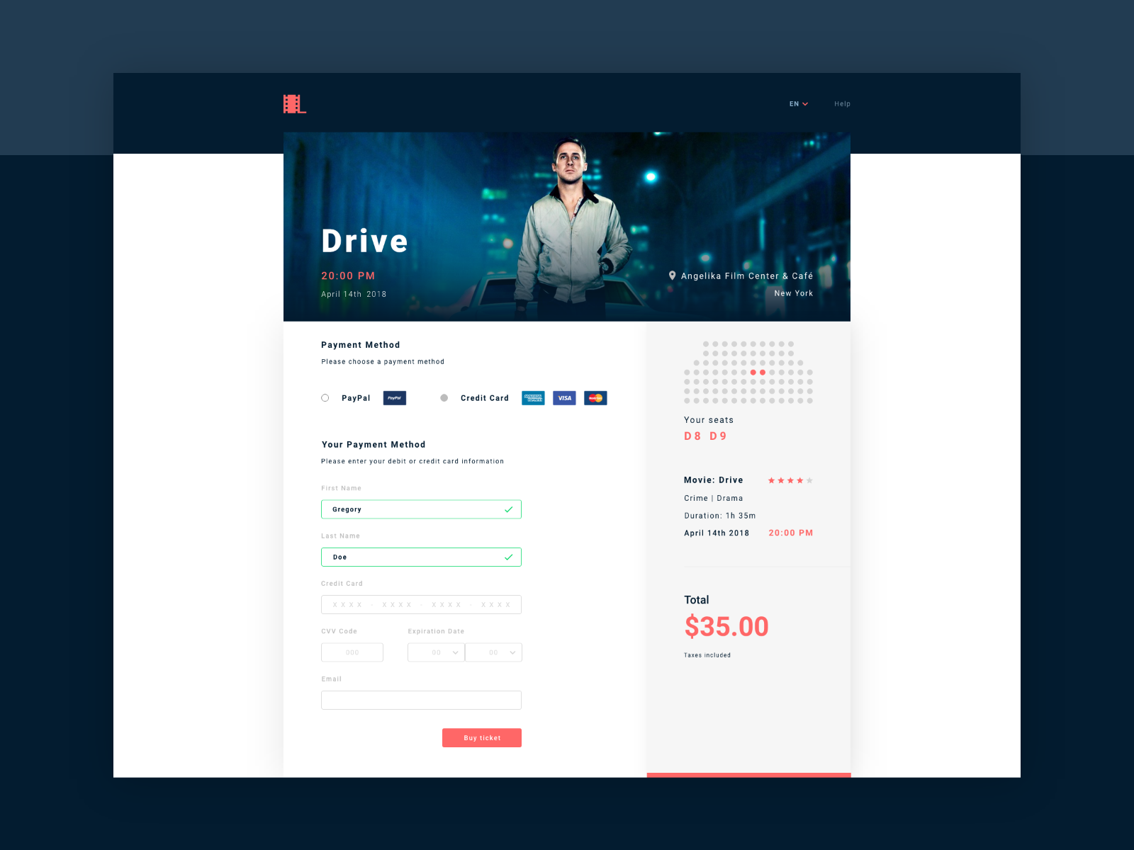 Movie Ticket Checkout by Graciela Penilla on Dribbble
