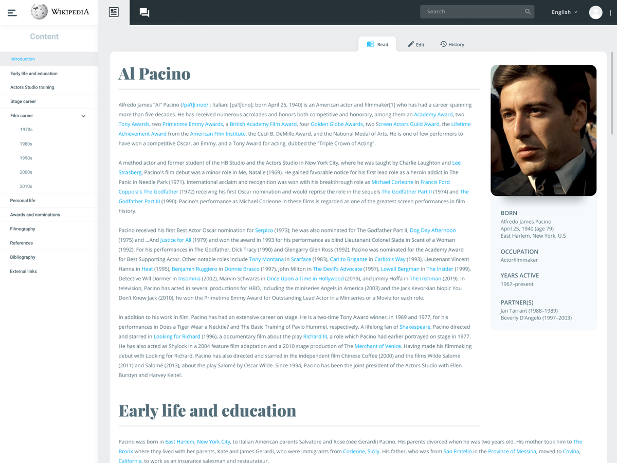 Wikipedia design challenge by Djenyo Djenev on Dribbble