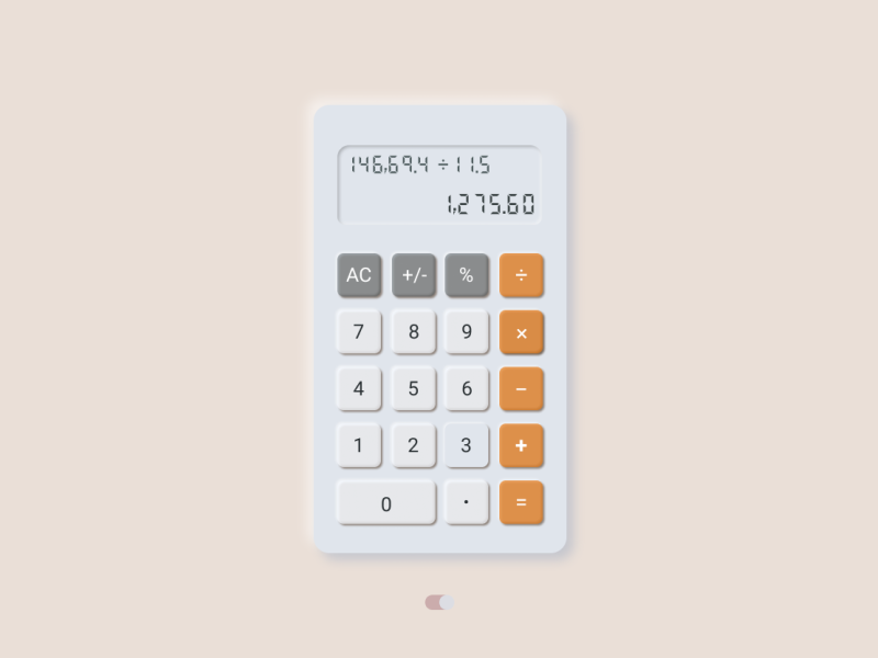 Neumorphism Calculator light mode by Sanc.lk on Dribbble