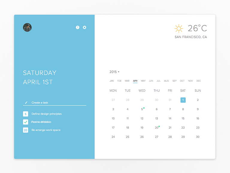 Calendar Widget by John Francis on Dribbble