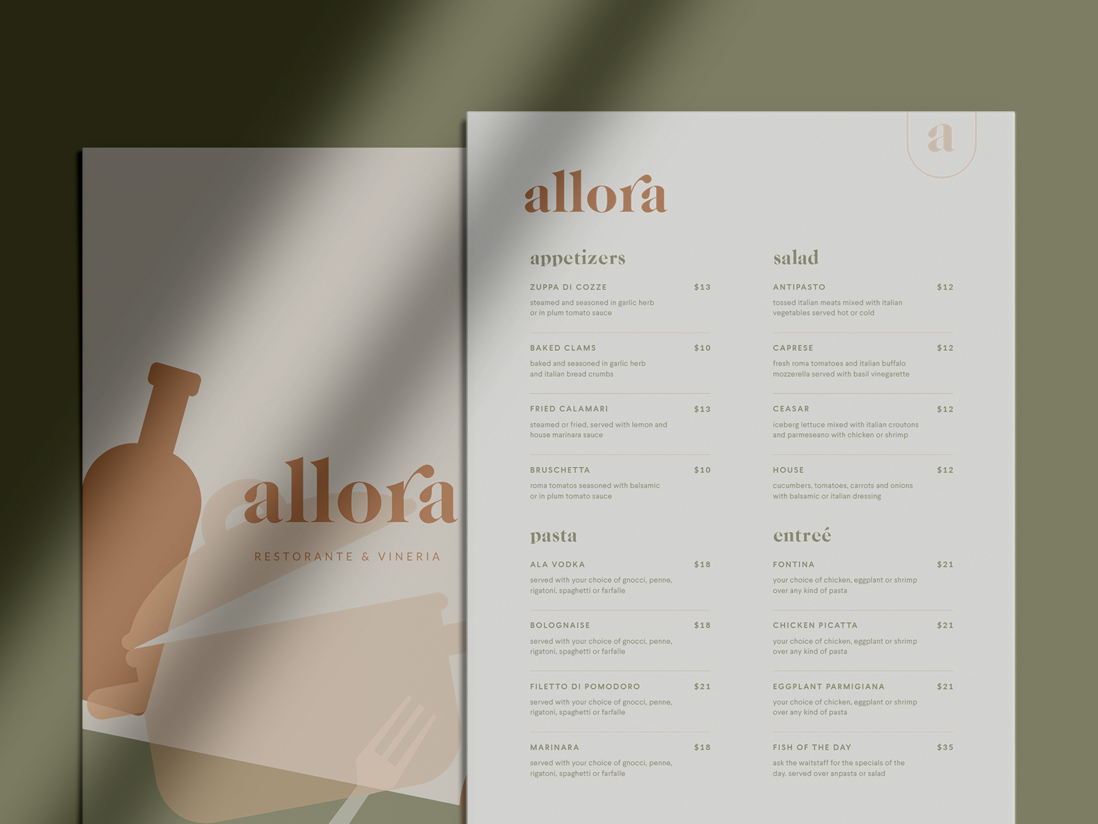 allora menu by Michelle on Dribbble