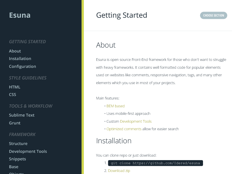 Esuna: Classy Front-End framework by Kasper Mikiewicz on Dribbble