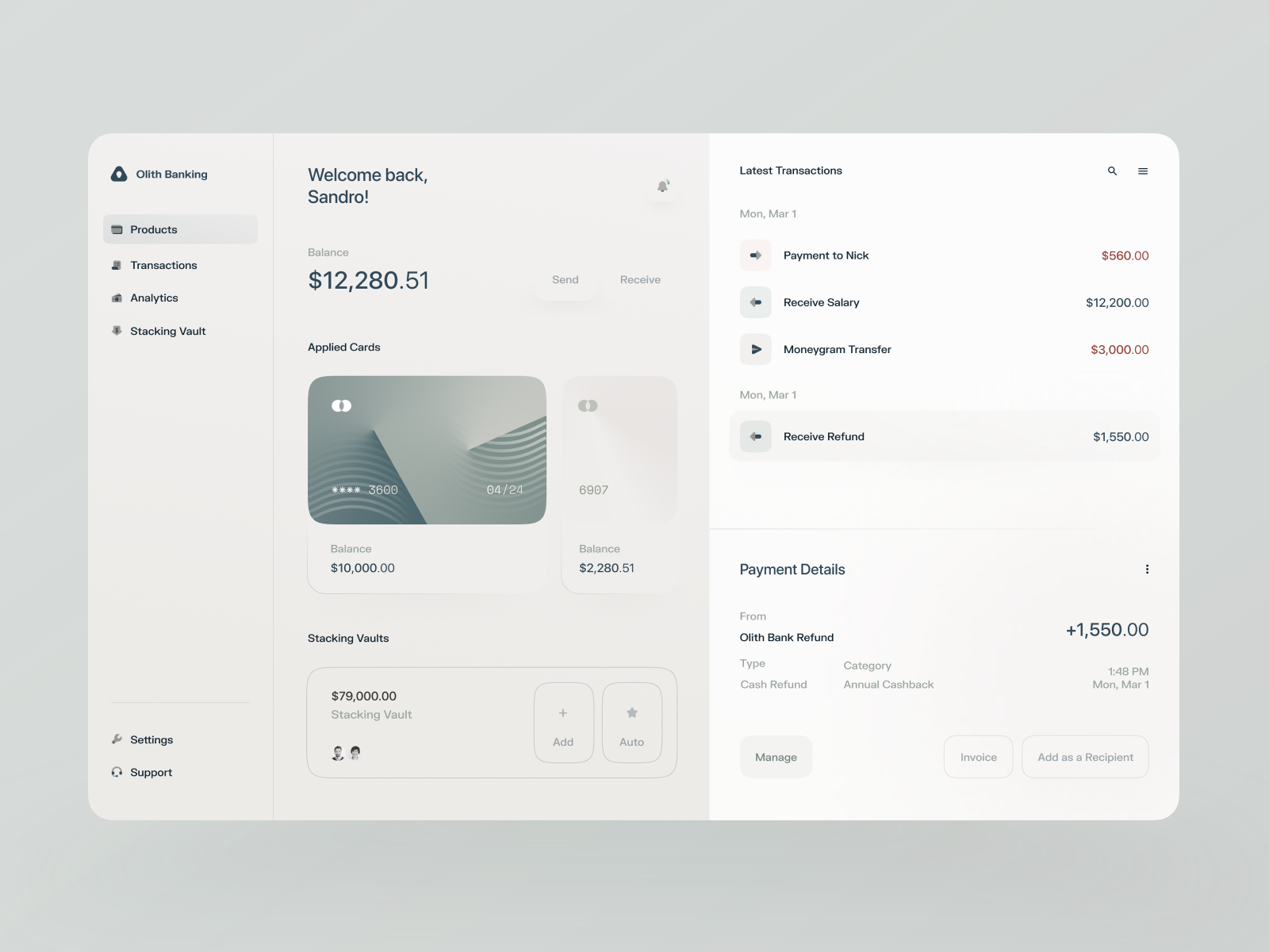 Banking Dashboard by Sandro Tavartkiladze for New Monday on Dribbble