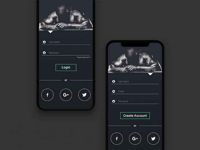 Gym App Login Sign Up UI by jishnu dev on Dribbble