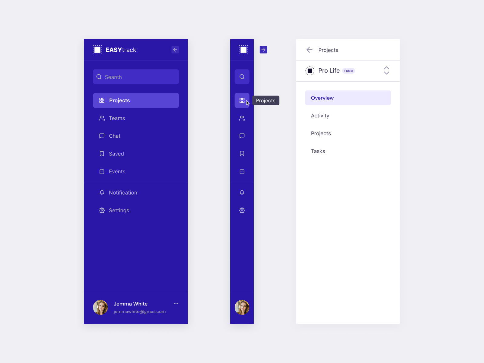 Sidebar navigation by Nataliia Duma on Dribbble