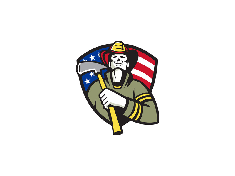 American Fireman Firefighter Ax Front by Retro Vectors Limited on Dribbble