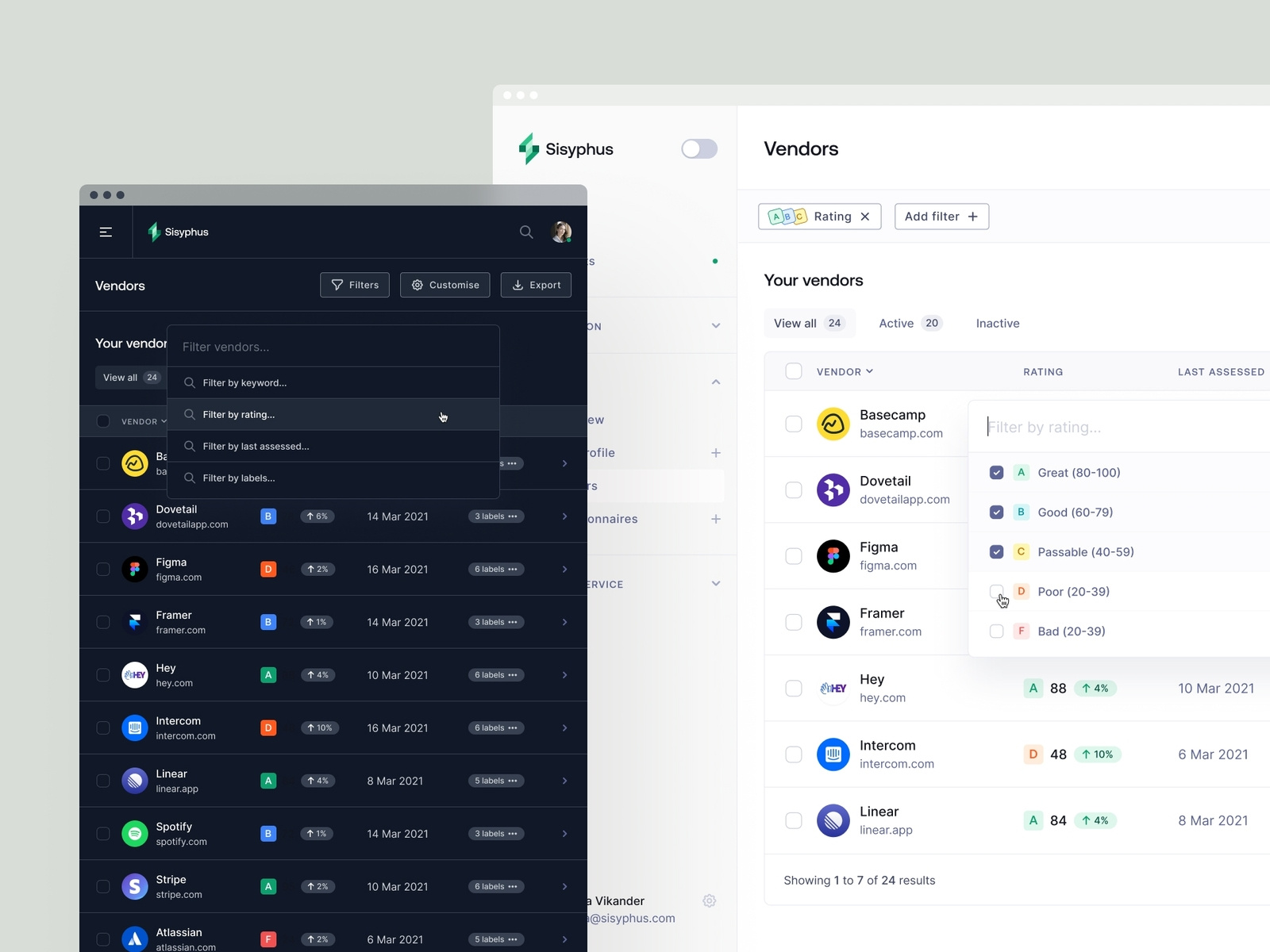 Sisyphus™ — dashboard table filtering by Jordan Hughes® on Dribbble