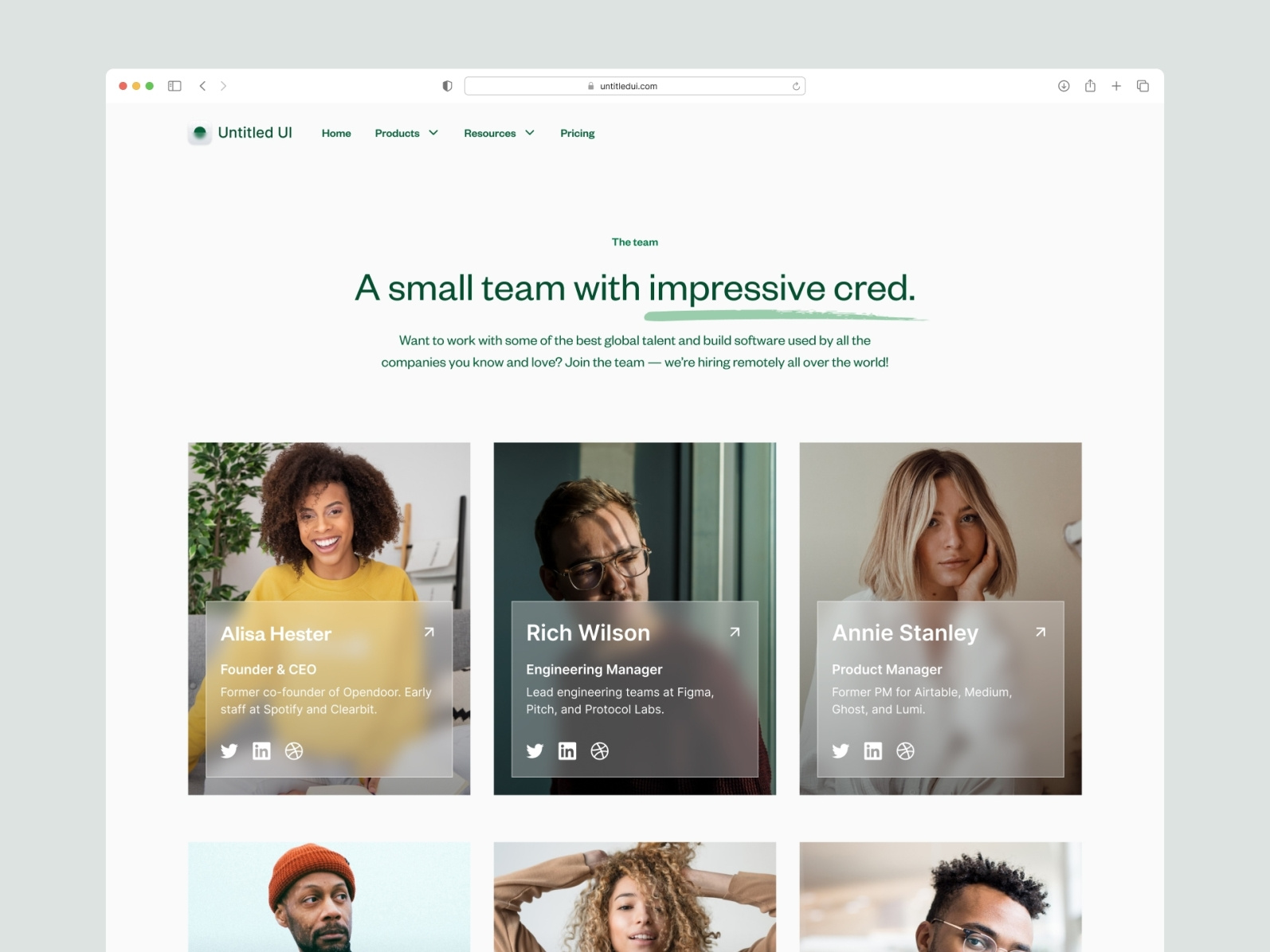 Team page — Untitled UI by Jordan Hughes® on Dribbble