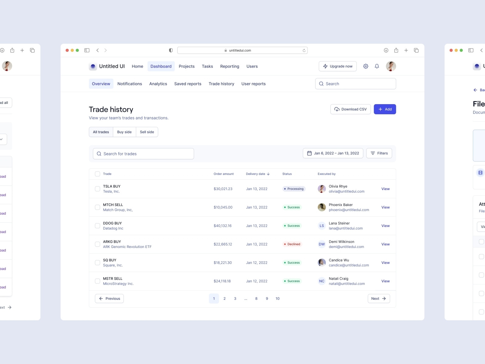 Trade history — Untitled UI by Jordan Hughes® on Dribbble