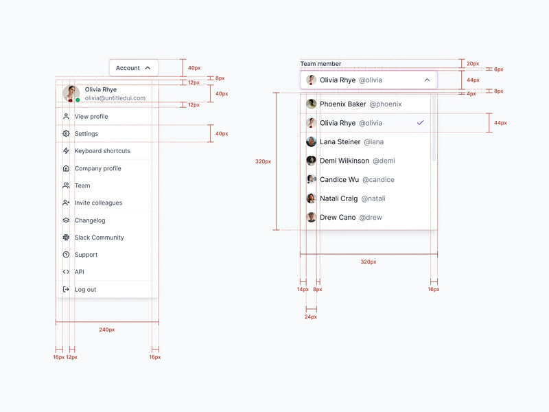 Dropdown components — Untitled UI by Jordan Hughes® on Dribbble