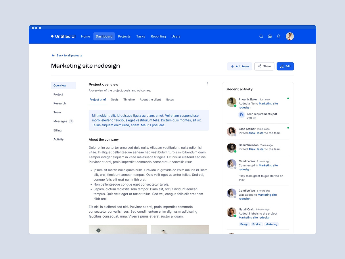 Project management platform — Untitled UI by Jordan Hughes® on Dribbble
