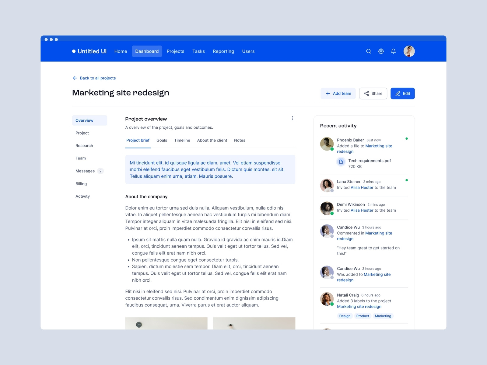 Project management platform — Untitled UI by Jordan Hughes® on Dribbble