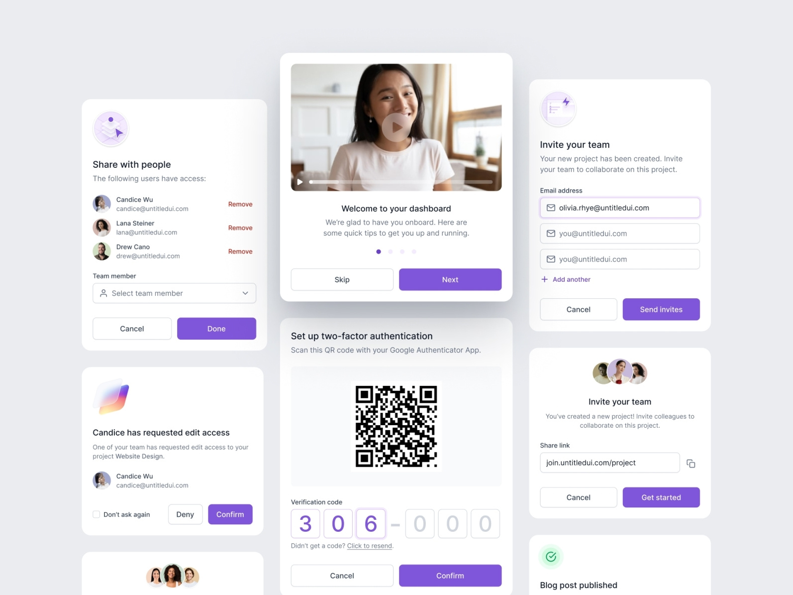 A collection of modals — Untitled UI by Jordan Hughes® on Dribbble