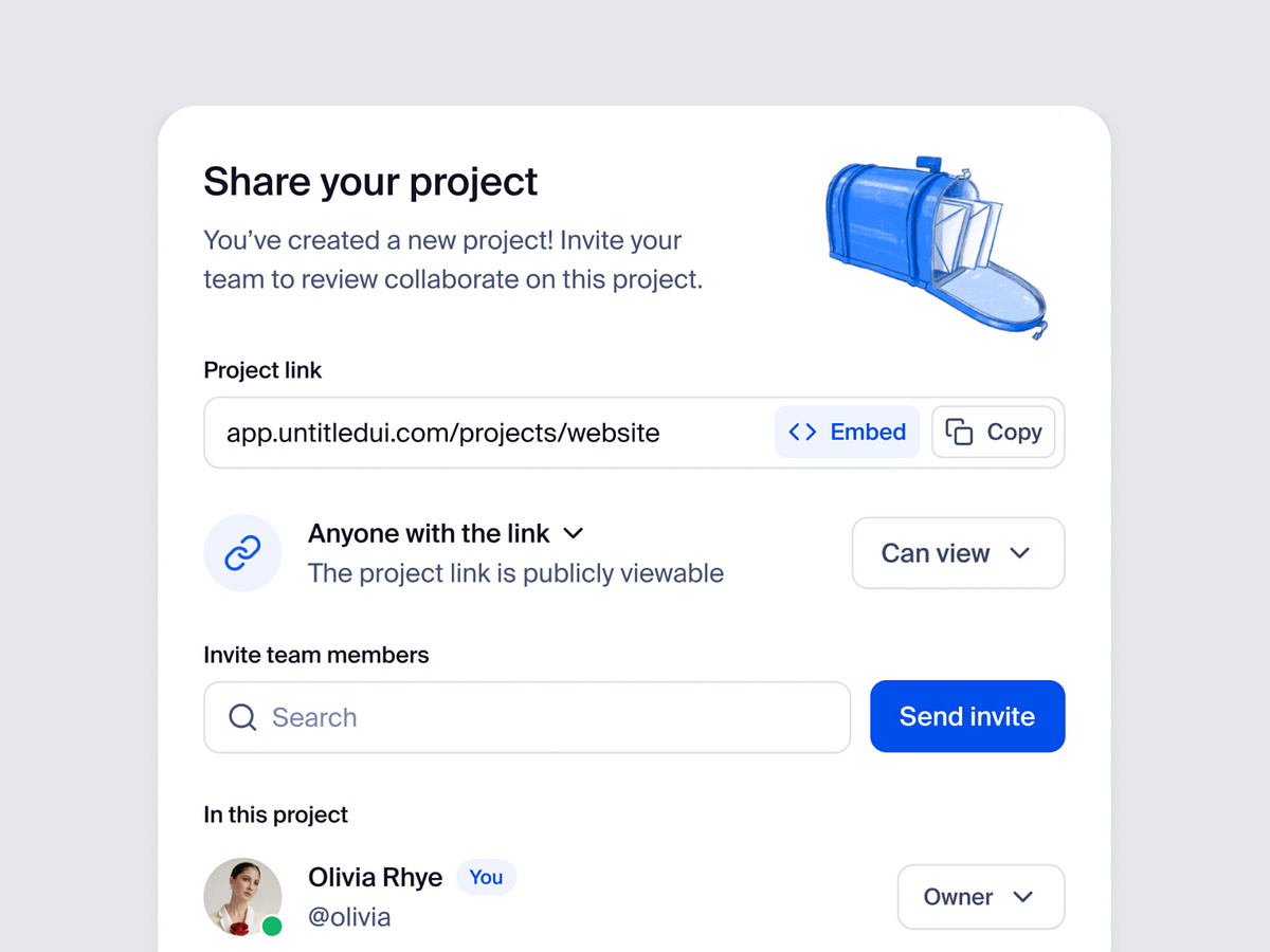 Share modal — Untitled UI by Jordan Hughes® on Dribbble