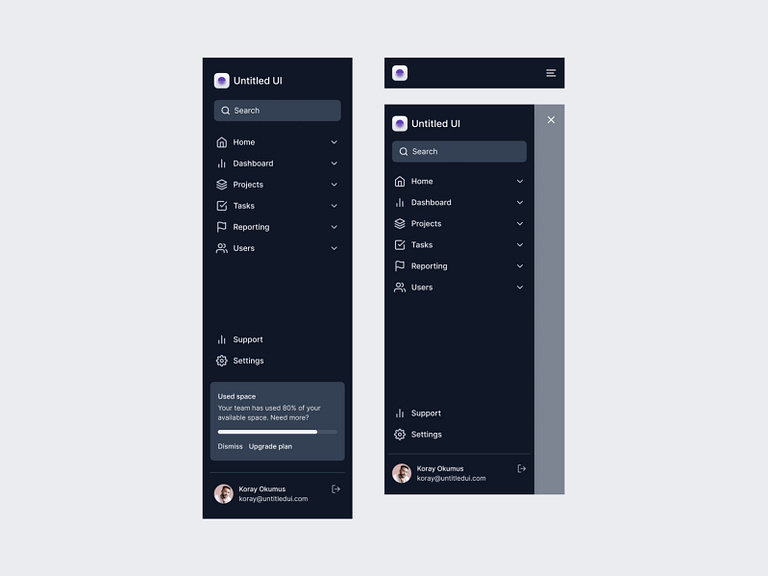 Sidebar navigation — Untitled UI by Jordan Hughes® on Dribbble