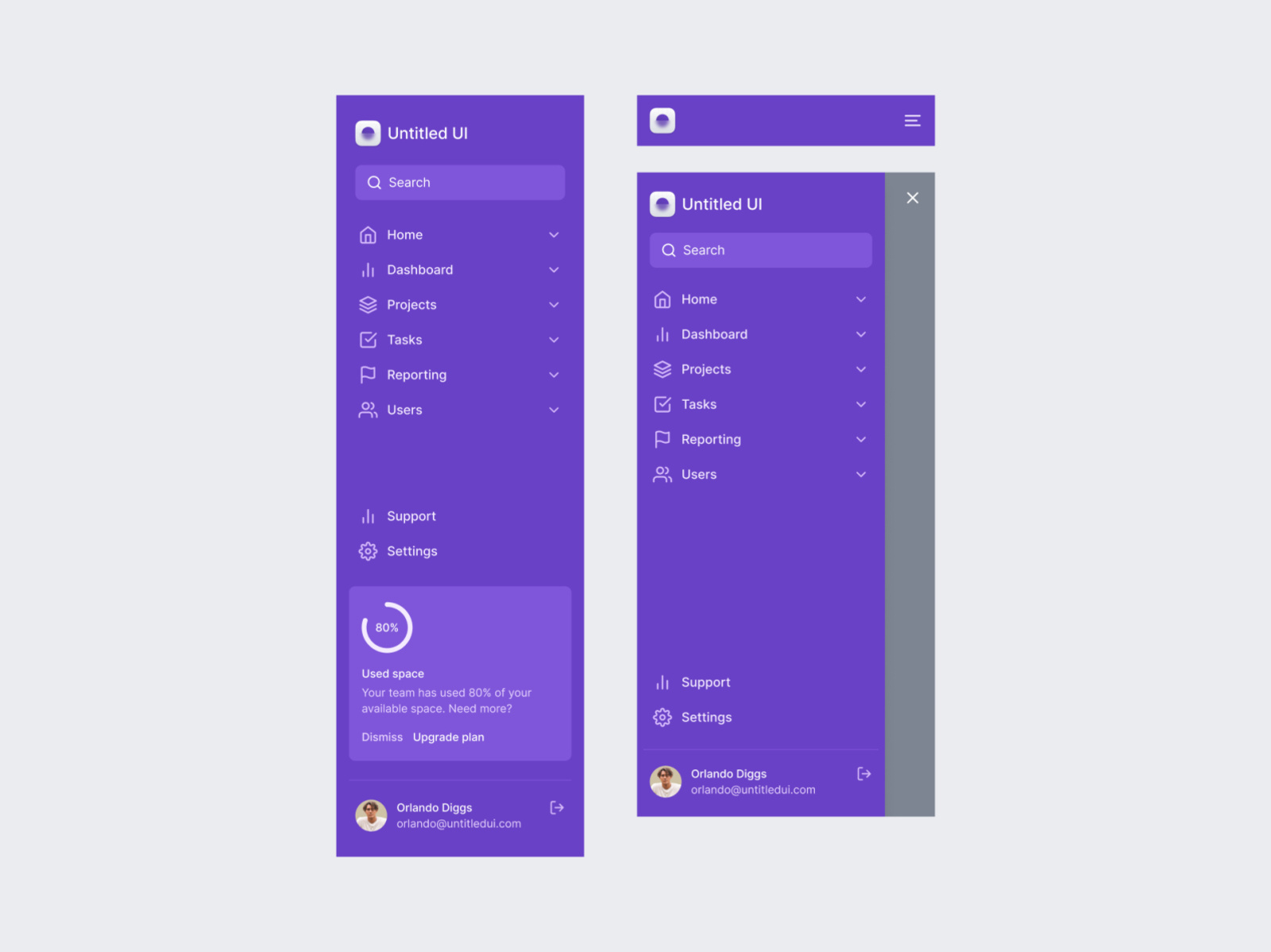 Sidebar navigation — Untitled UI by Jordan Hughes® on Dribbble