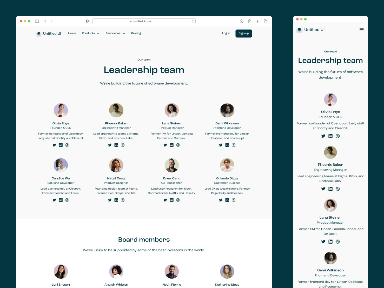 Team page — Untitled UI by Jordan Hughes® on Dribbble