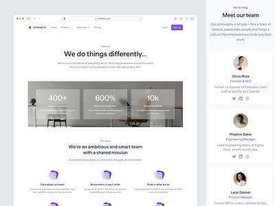 About us page — Untitled UI by Jordan Hughes® on Dribbble