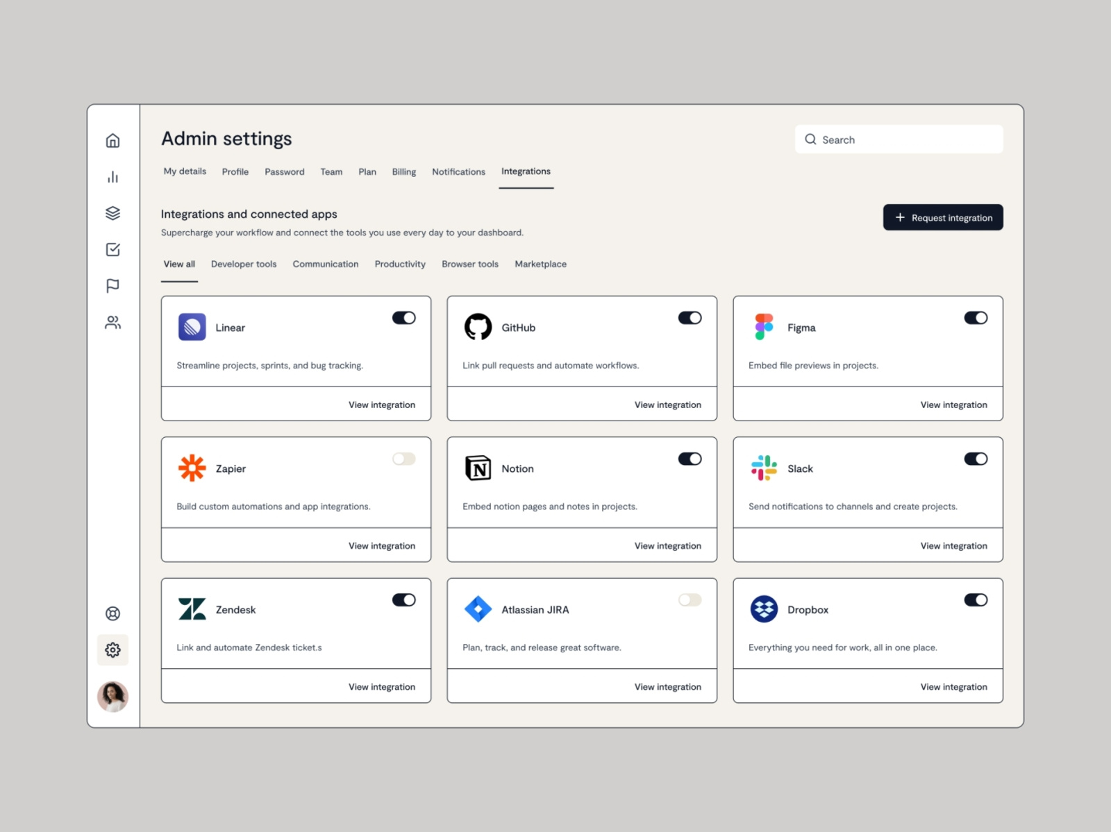 Integrations settings page — Untitled UI by Jordan Hughes® on Dribbble