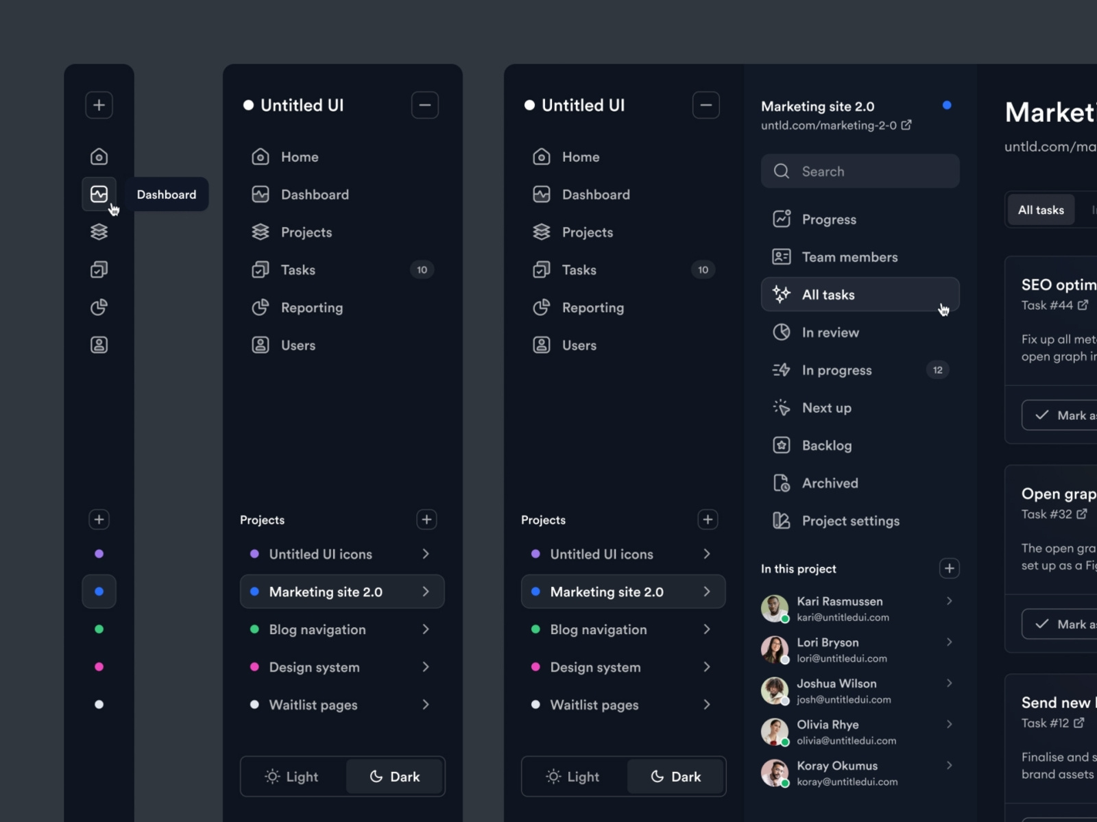 Dark mode sidebar navigation — Untitled UI by Jordan Hughes® on Dribbble