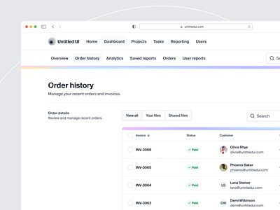 Order history — Untitled UI by Jordan Hughes® on Dribbble