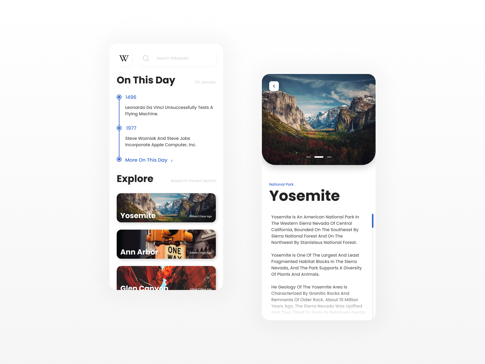 Wikipedia Mobile App by Uri Vais on Dribbble
