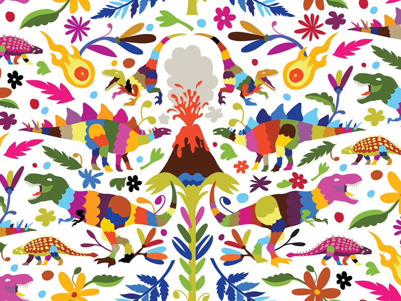 Dinosaur Otomi surface design by Kelly Bozarth on Dribbble