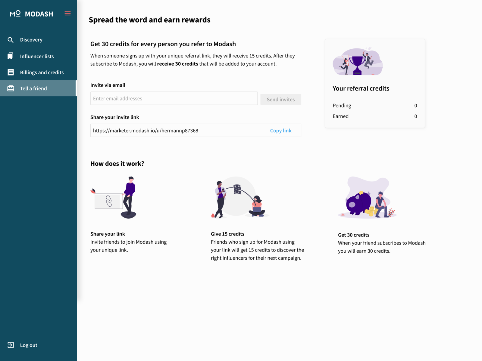 Referral program - Tell A Friend by Renata on Dribbble