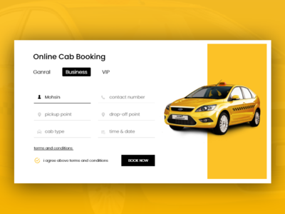 cab booking form by Mohammad Mohsin on Dribbble