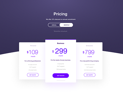 Daily UI - Pricing by Yavor Stoilov on Dribbble