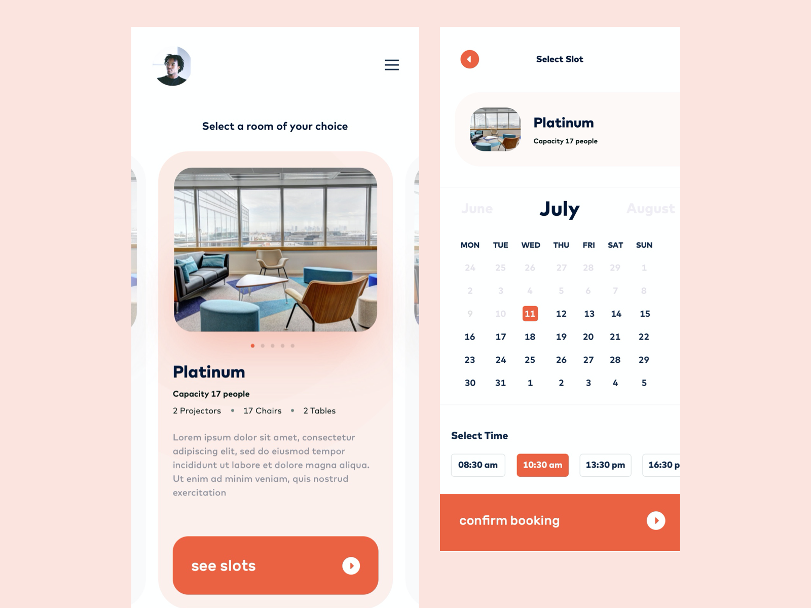 Meeting Room Booking - Mobile Screens by Ajay Shekhawat for F22 Labs on ...