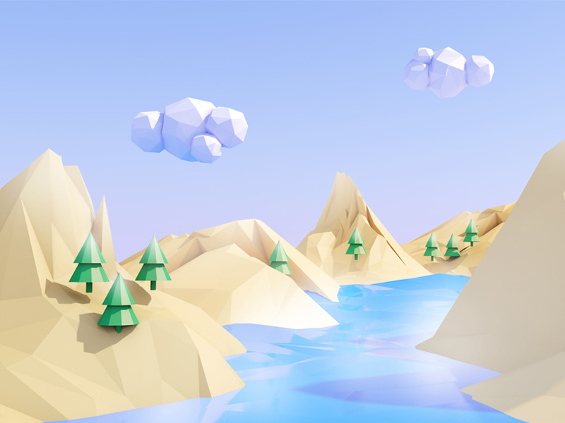 Low Poly Hills by 汤汤鱼 on Dribbble