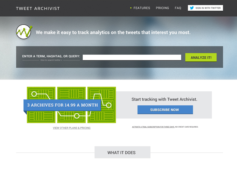 Tweet Archivist Website WIP by David P. O'Hara on Dribbble