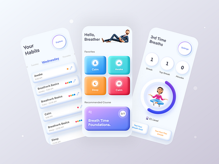 Claymorphism Fitness App designs, themes, templates and downloadable ...