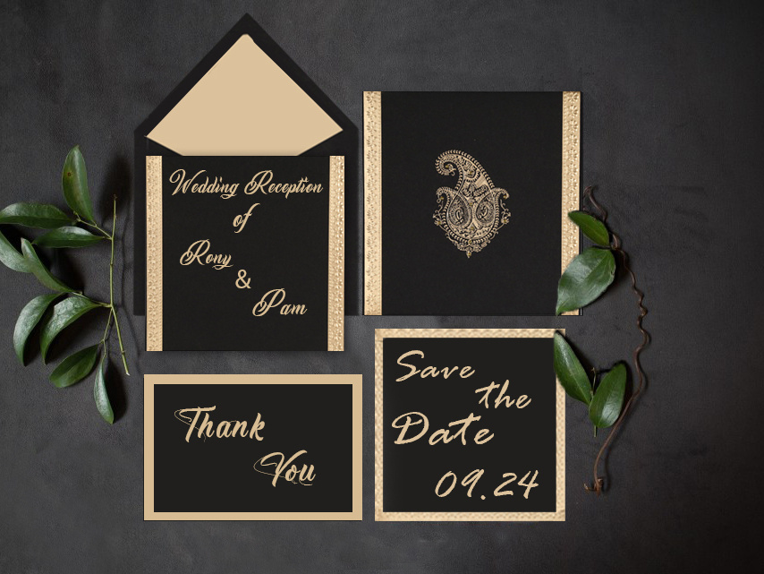BLACK MATTE EMBOSSED WEDDING INVITATION by IndianWeddingCards on Dribbble