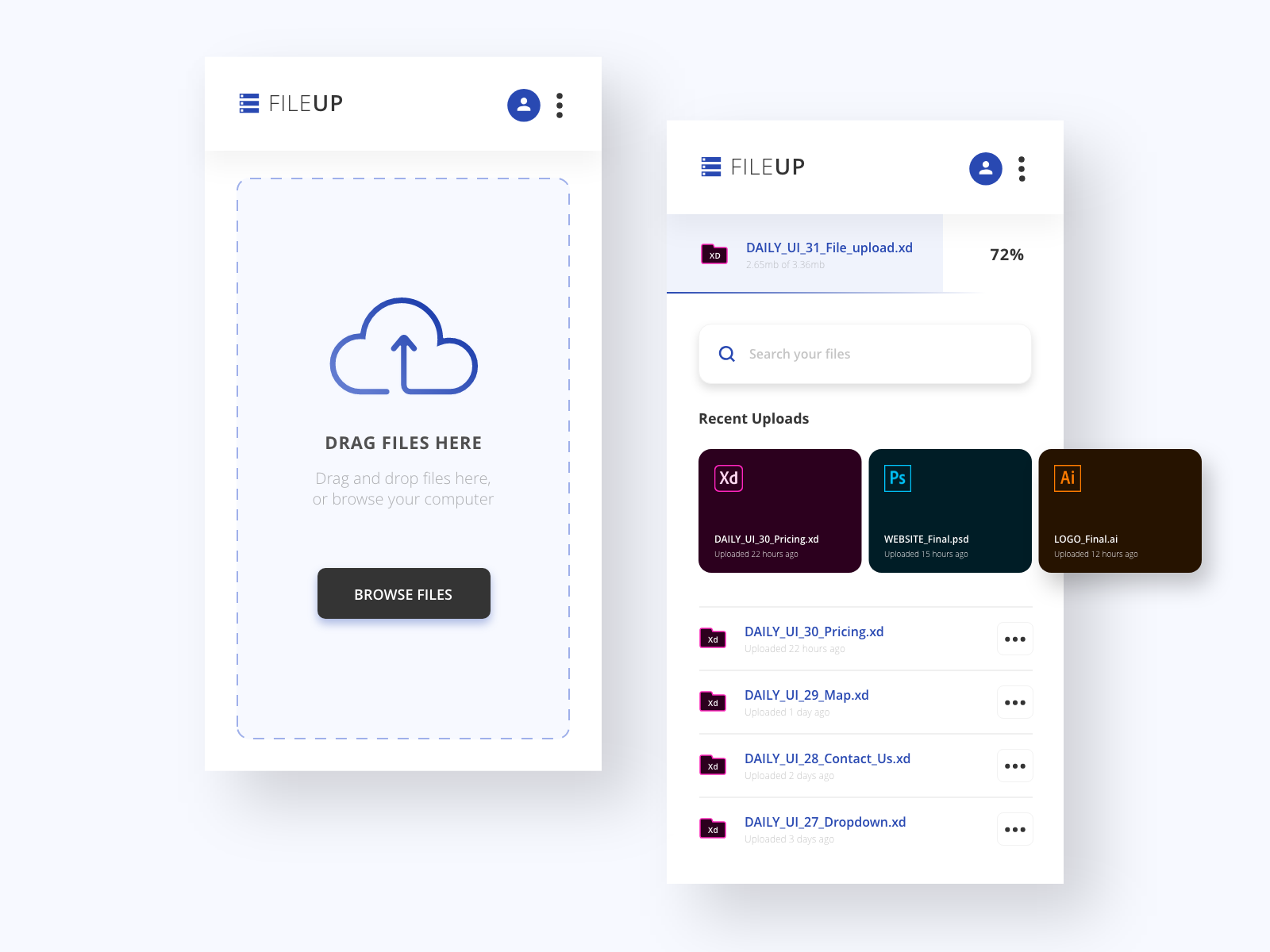 Daily UI #31 - File Upload by Sam Gardiner on Dribbble Daily UI #31 - File Upload by Sam Gardiner on Dribbble