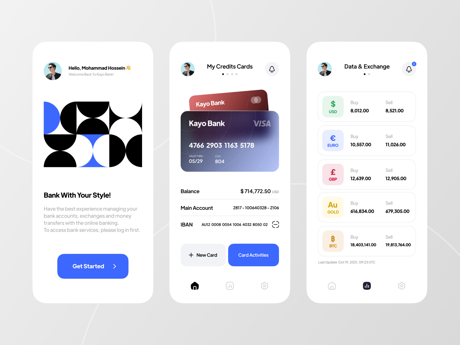 Kayo Bank - Banking Mobile App by Ho3ein for Pela Design on Dribbble