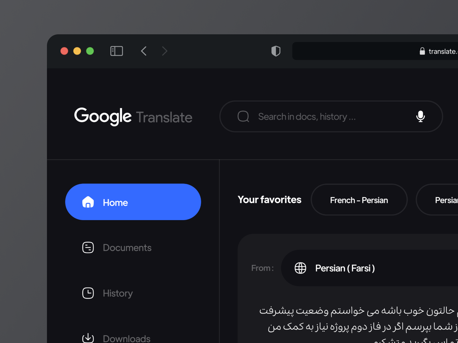 Google Translate - Dark Mode by Ho3ein for Pela Design on Dribbble