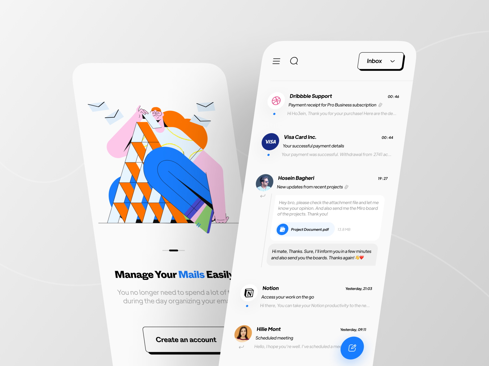 Mailbox Mobile App by Ho3ein for Pela Design on Dribbble