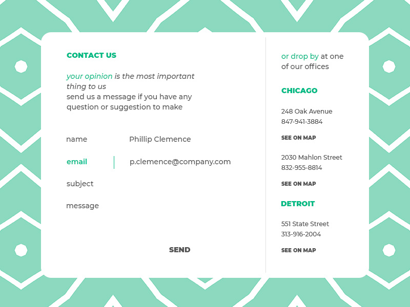 Daily UI #028 - Contact us by Lilian Stavizki on Dribbble