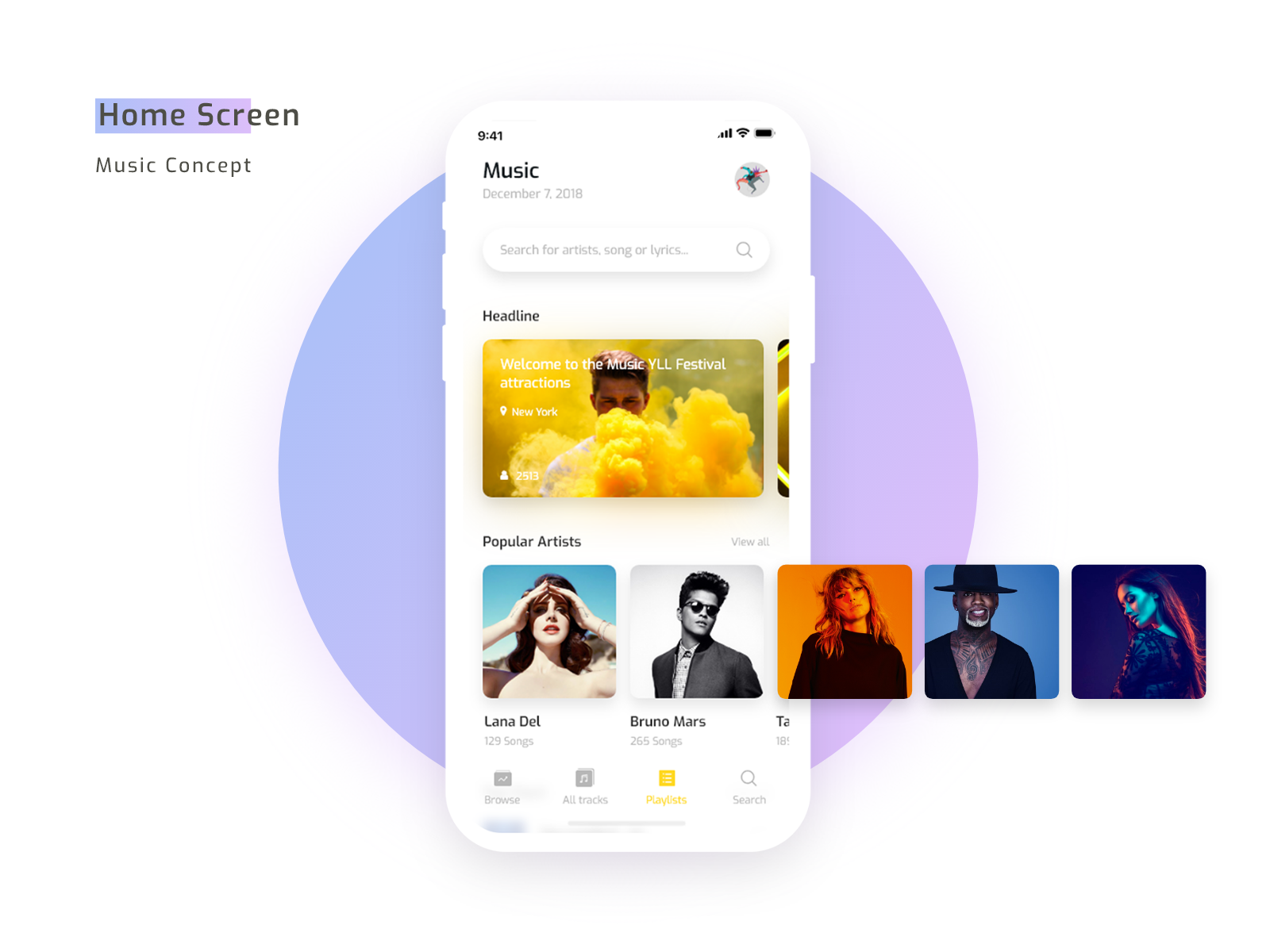 Daily UI Challenge: Music App - Home Screen by Huy Quang on Dribbble