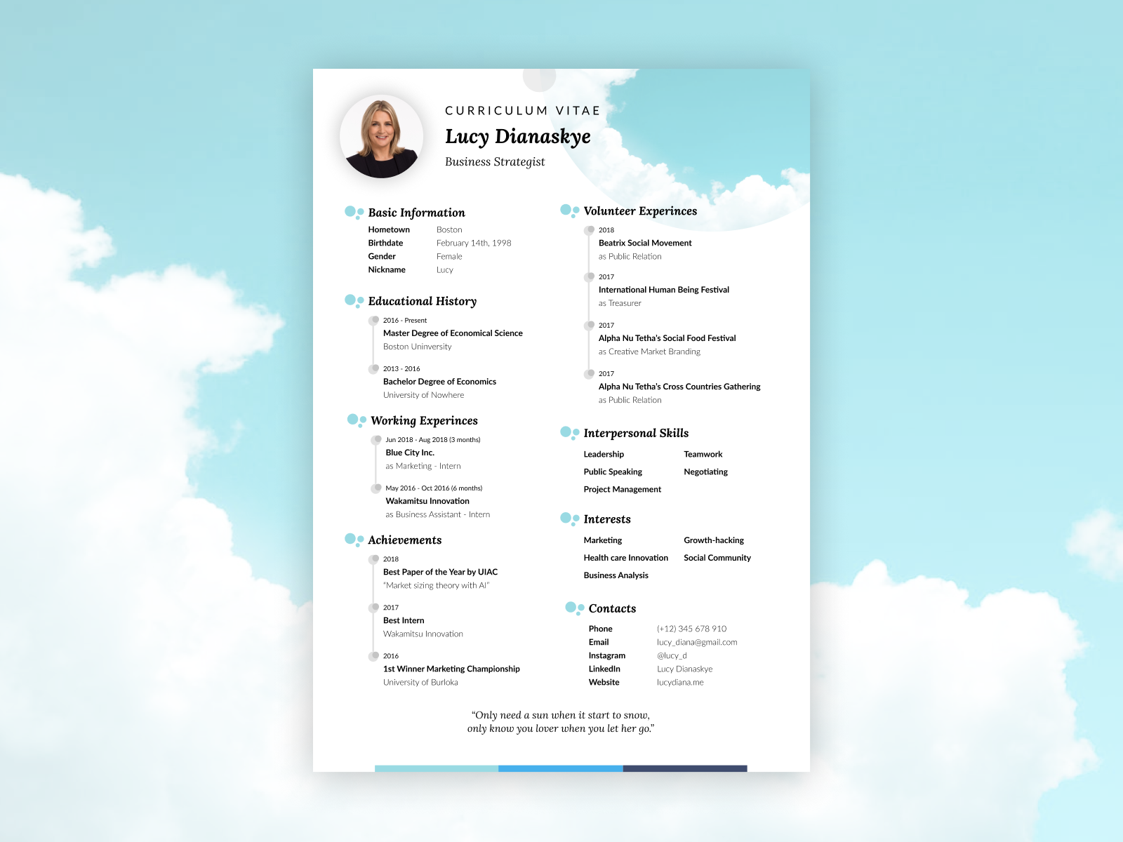 Curriculum Vitae Template - Skylite by Ravi Mahfunda on Dribbble