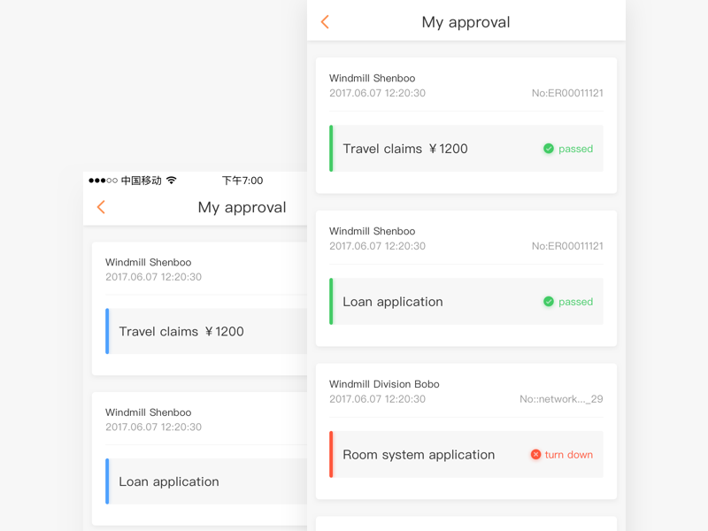 approval ui for Program b by shen boo on Dribbble