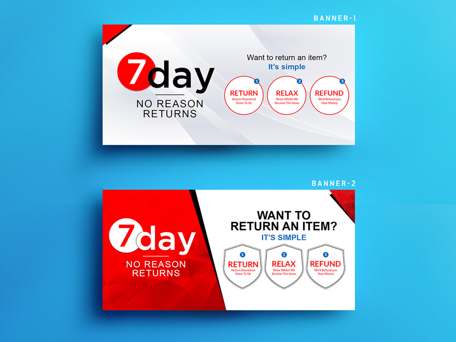 7 Day No Reason Returns by Banner Bazaar on Dribbble