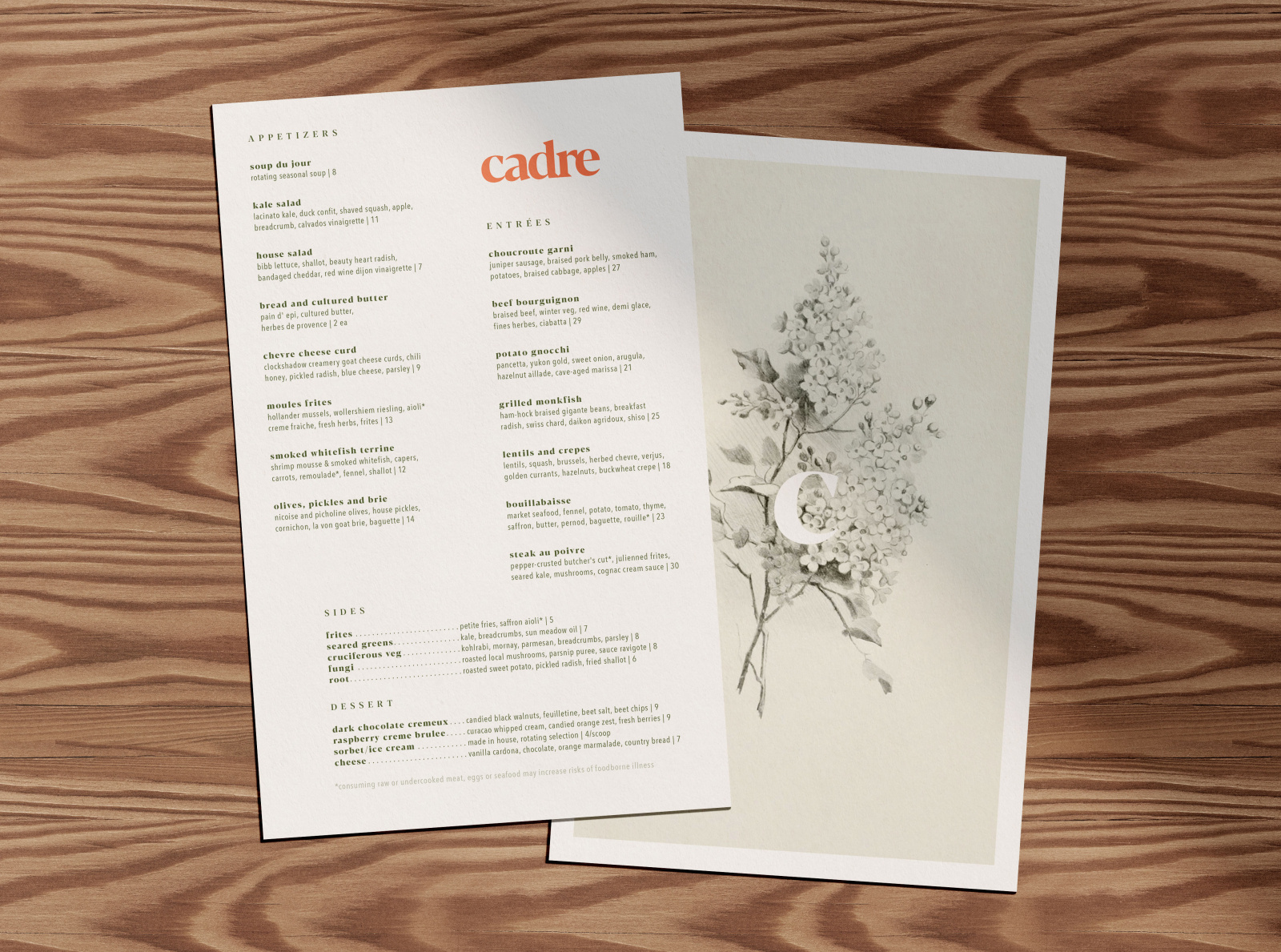 Cadre Menus by Dave Bramson on Dribbble