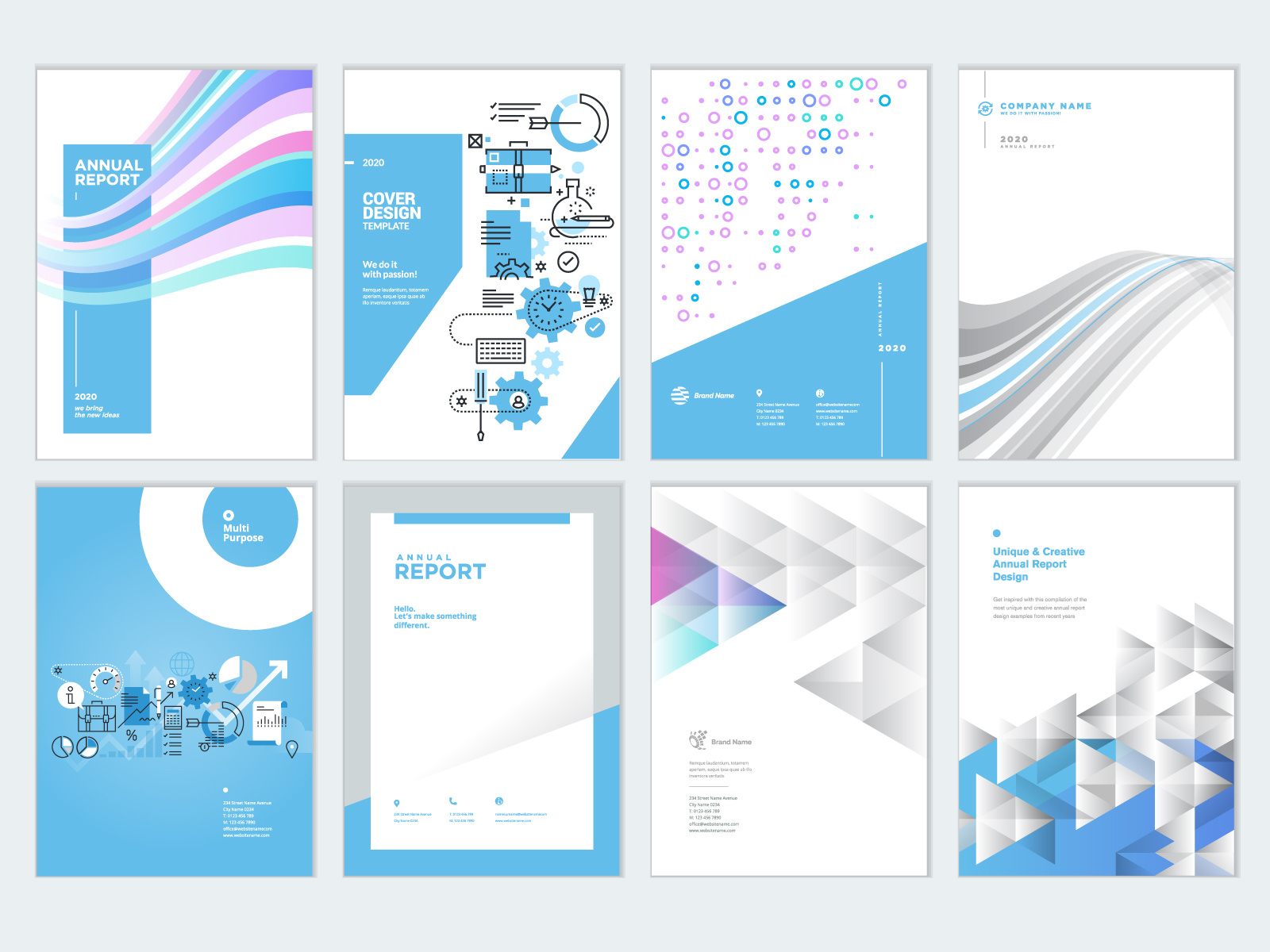 Set of brochure and annual report cover design templates by ...