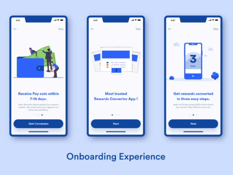 Onboarding Experience for Rewards Convertor App by Sumit Kumar on Dribbble