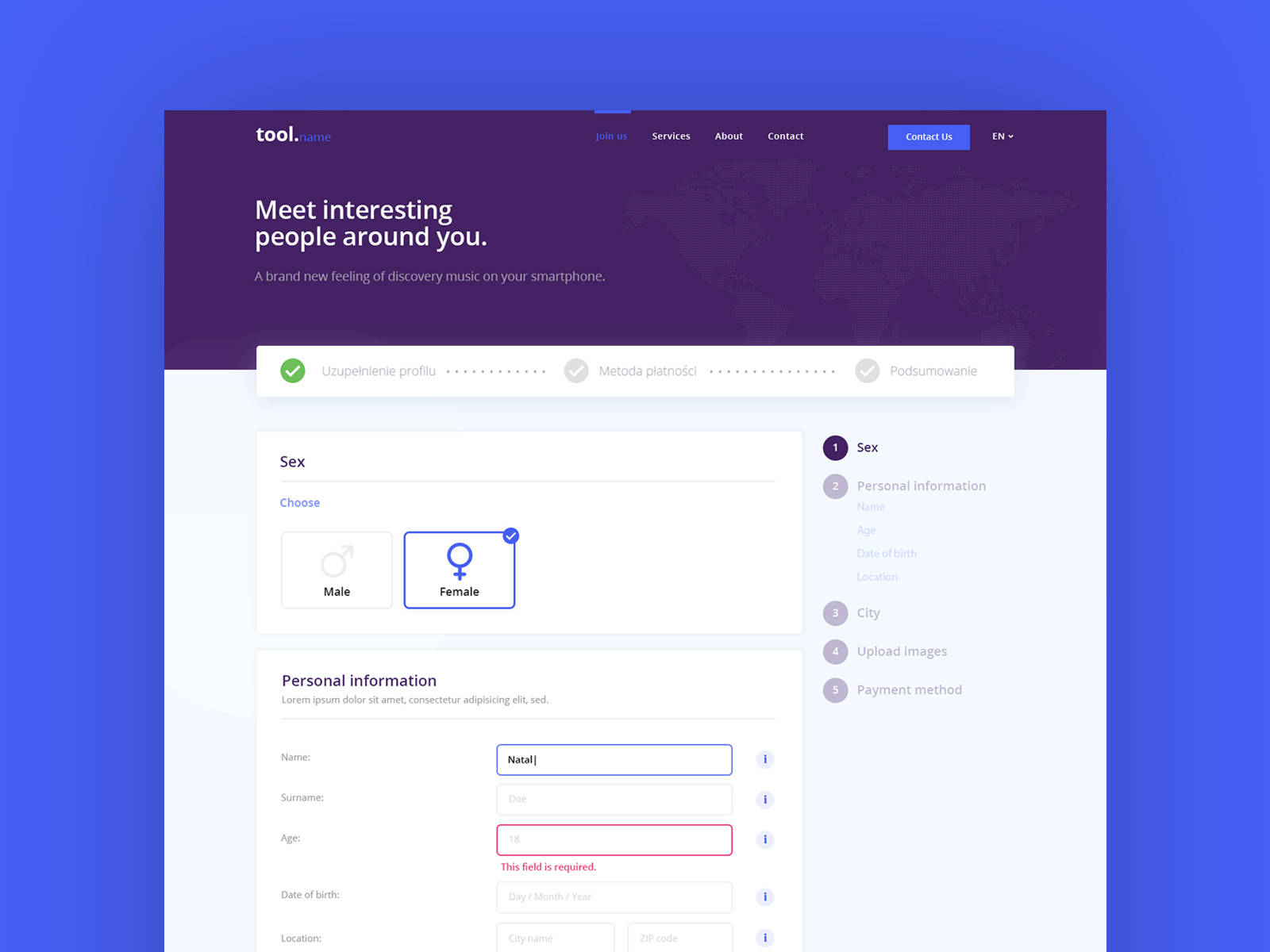 Registration process by Maciej Kuropatwa on Dribbble